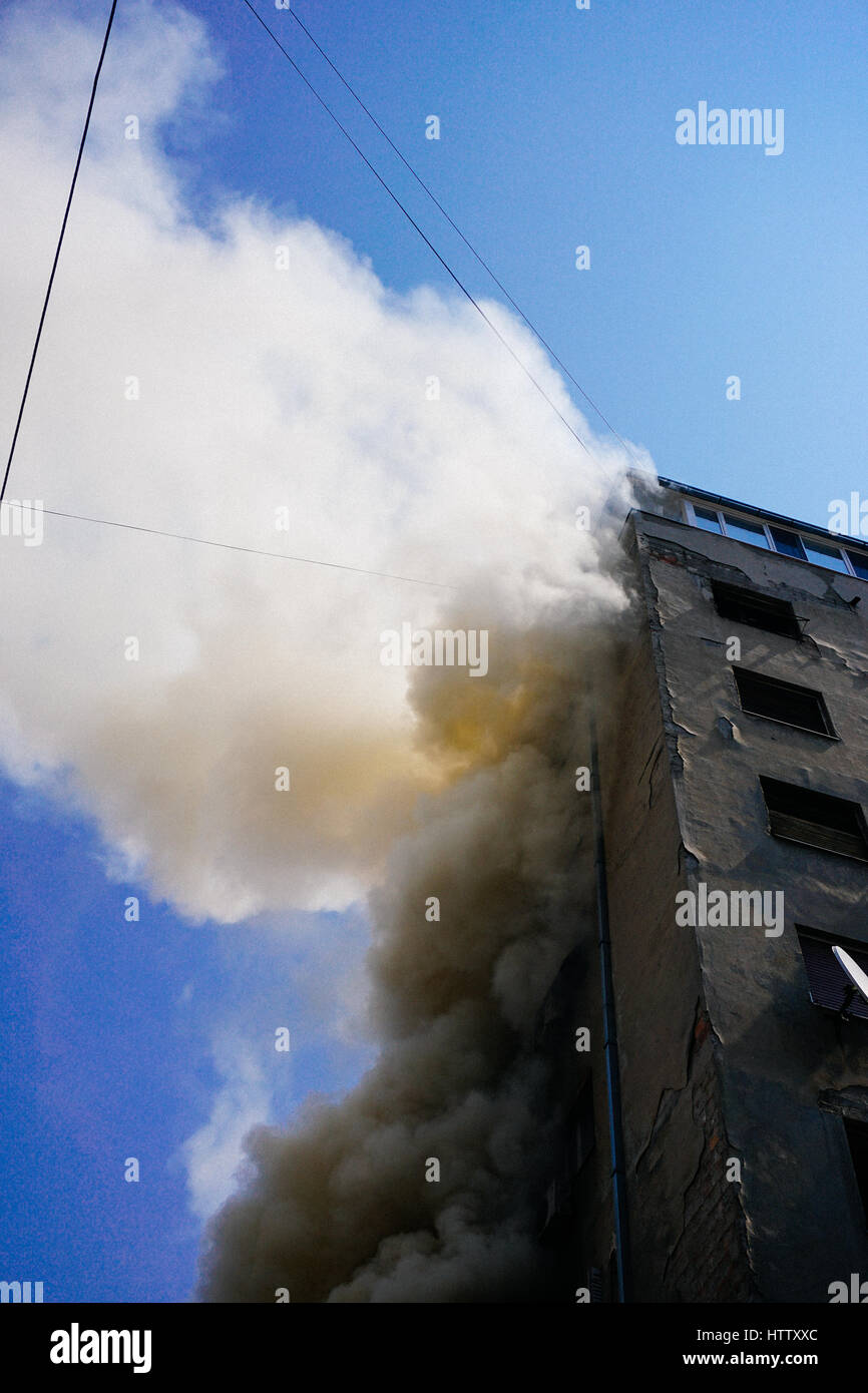 A building fire in Belgrade Stock Photo - Alamy