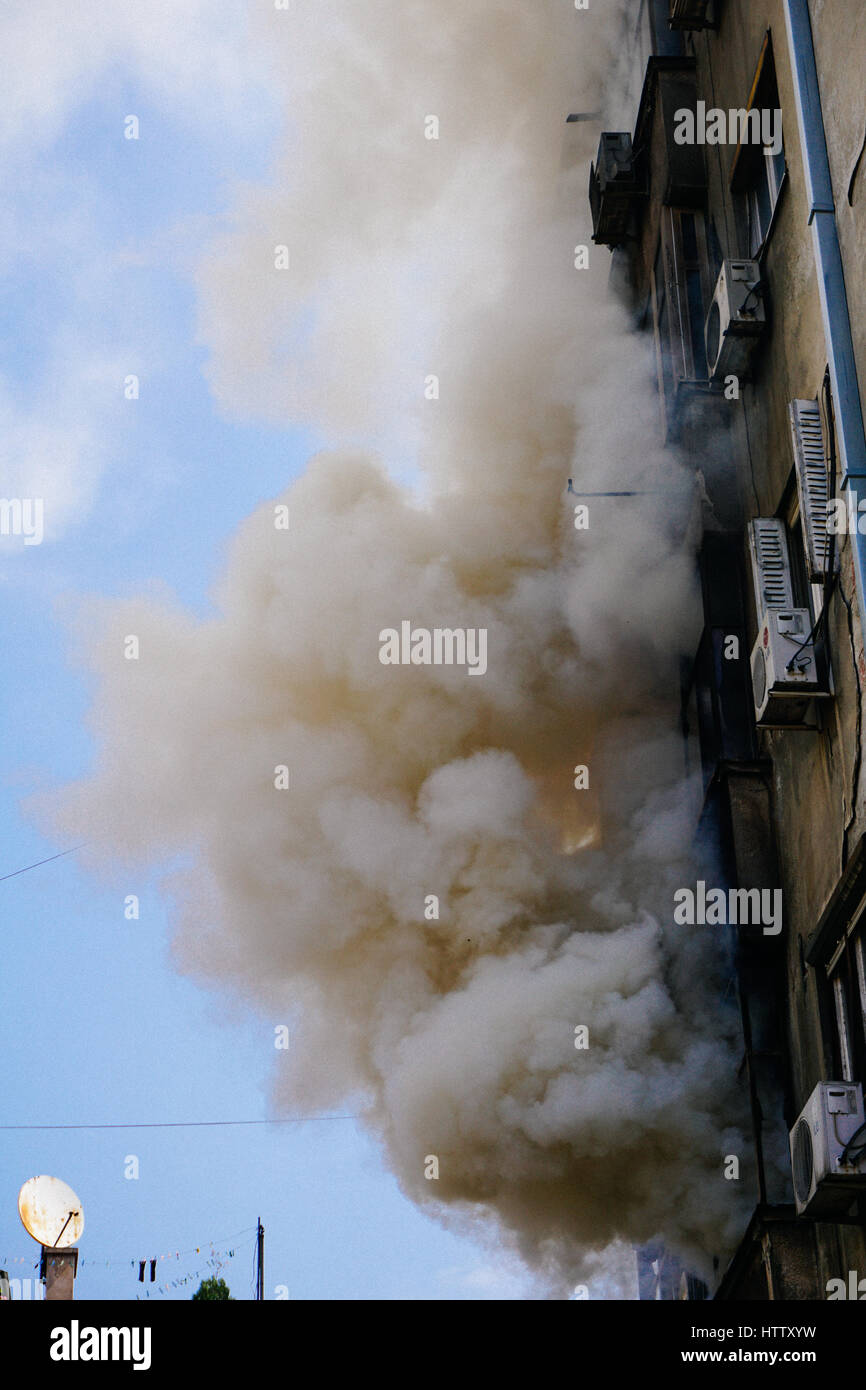 A building fire in Belgrade Stock Photo - Alamy
