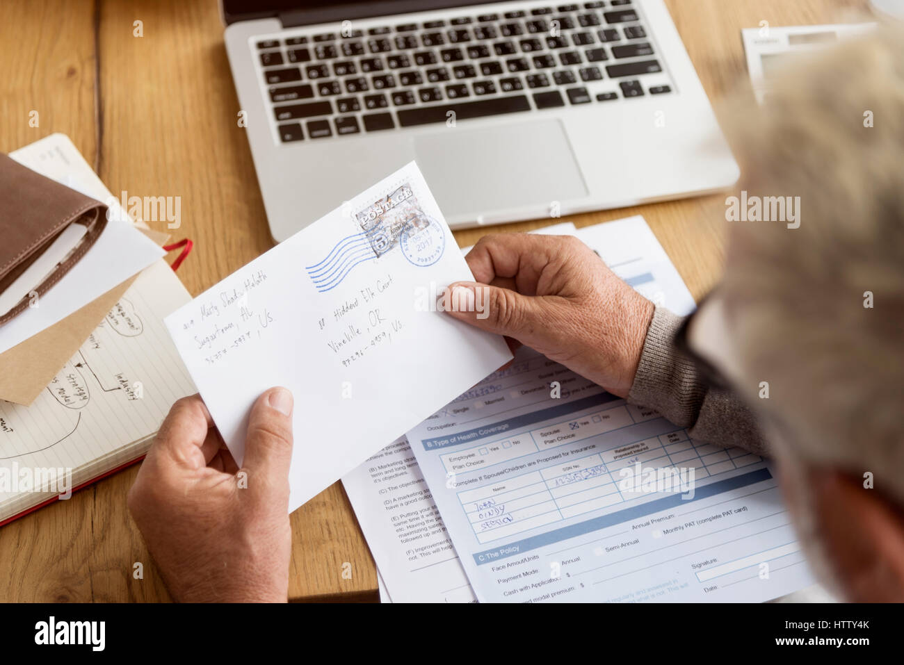Senior Adult Reading Letter Postcard Concept Stock Photo - Alamy