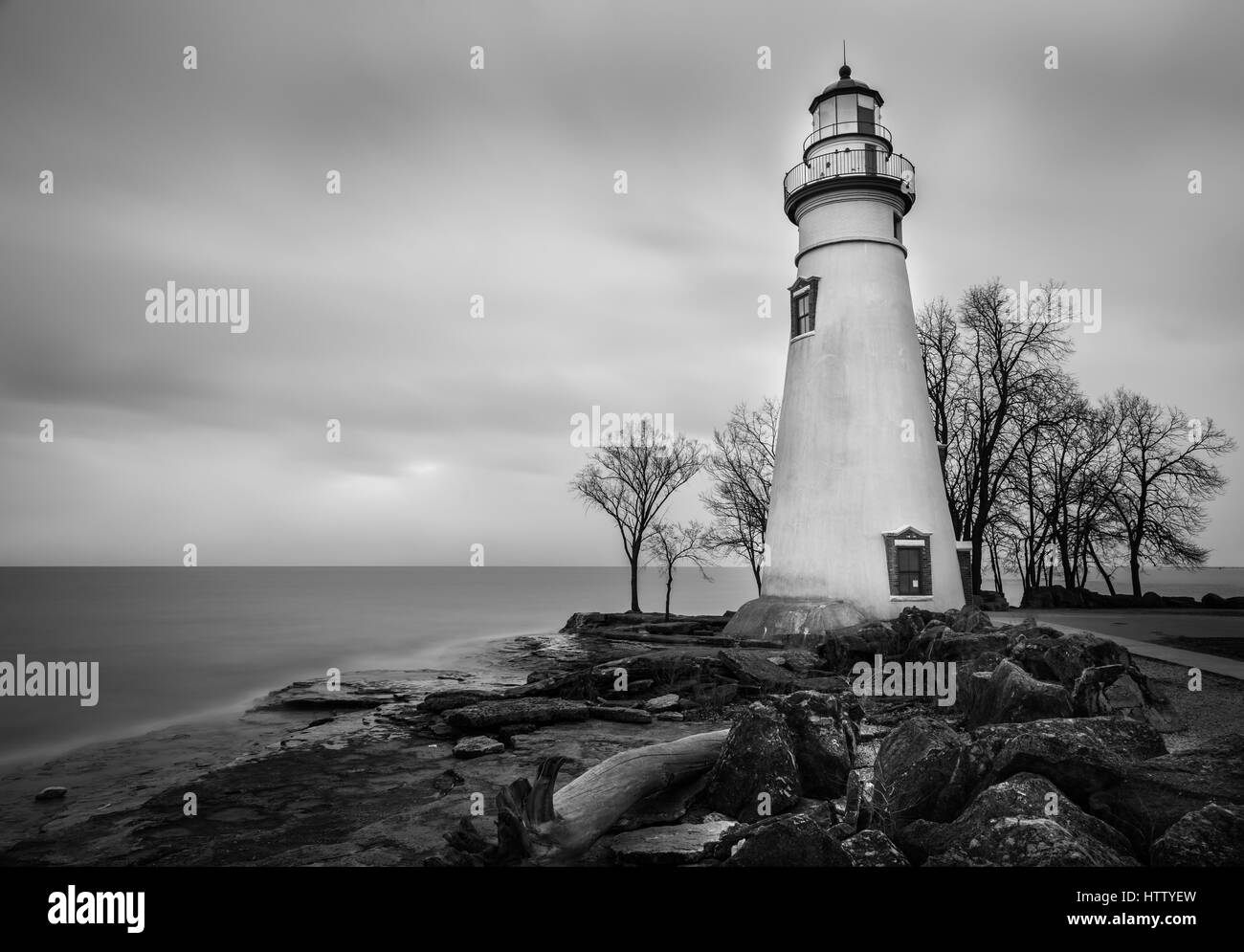 Marblehead lighthouse lake erie marblehead Black and White Stock Photos ...