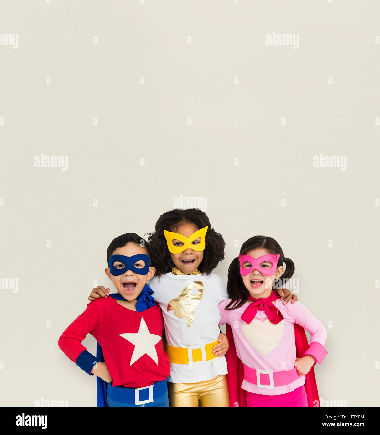Superhero Kid Smiling Friendship Togetherness Stock Photo - Alamy