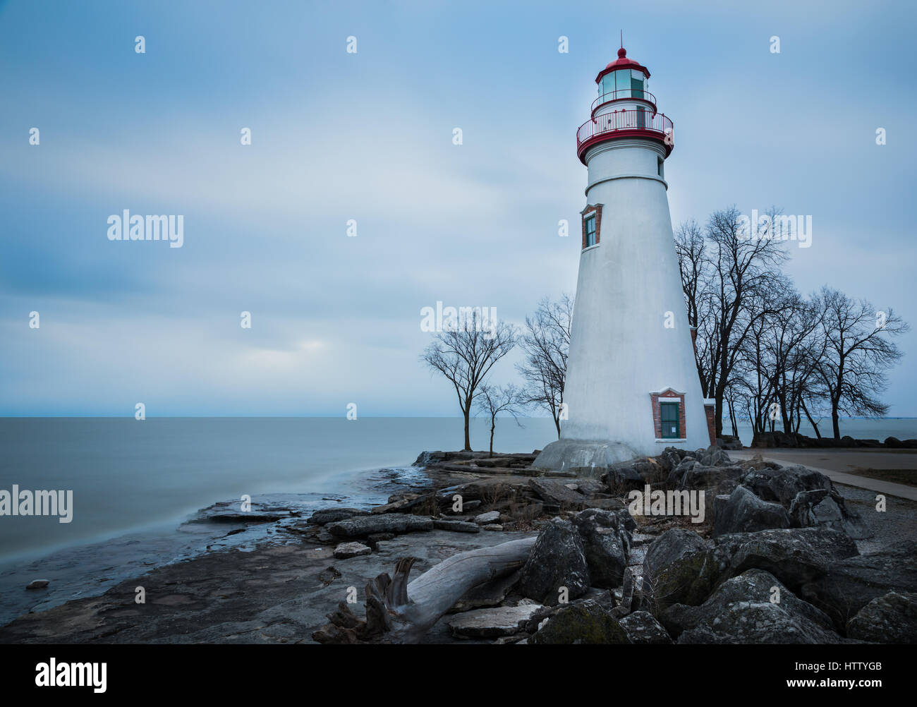 Marblehead Lighthouse, Winter Stock Photo - Alamy