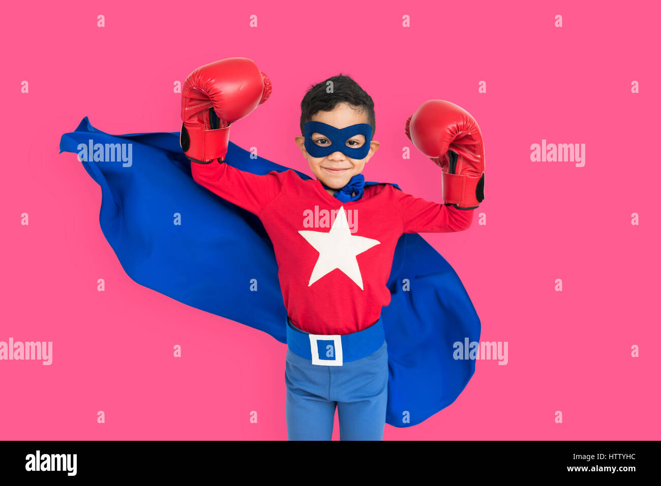 Superhero Kid Mighty Strength Concept Stock Photo - Alamy