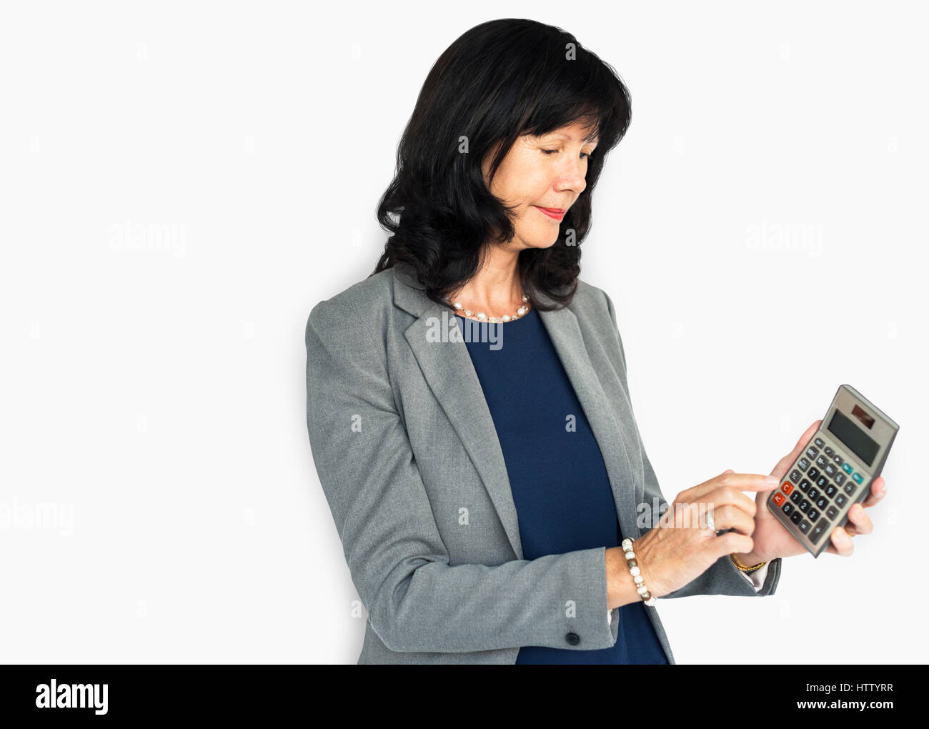 Adult Lady Use Calculator Count Concept Stock Photo - Alamy