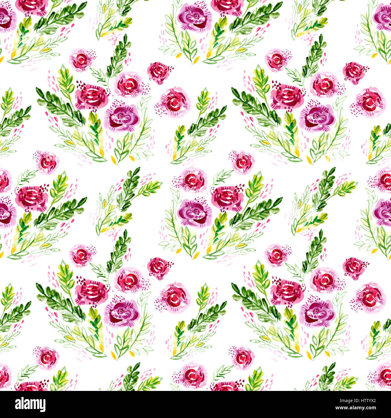 Watercolor flowers seamless pattern. Gentle Roses Shabby chic style on ...