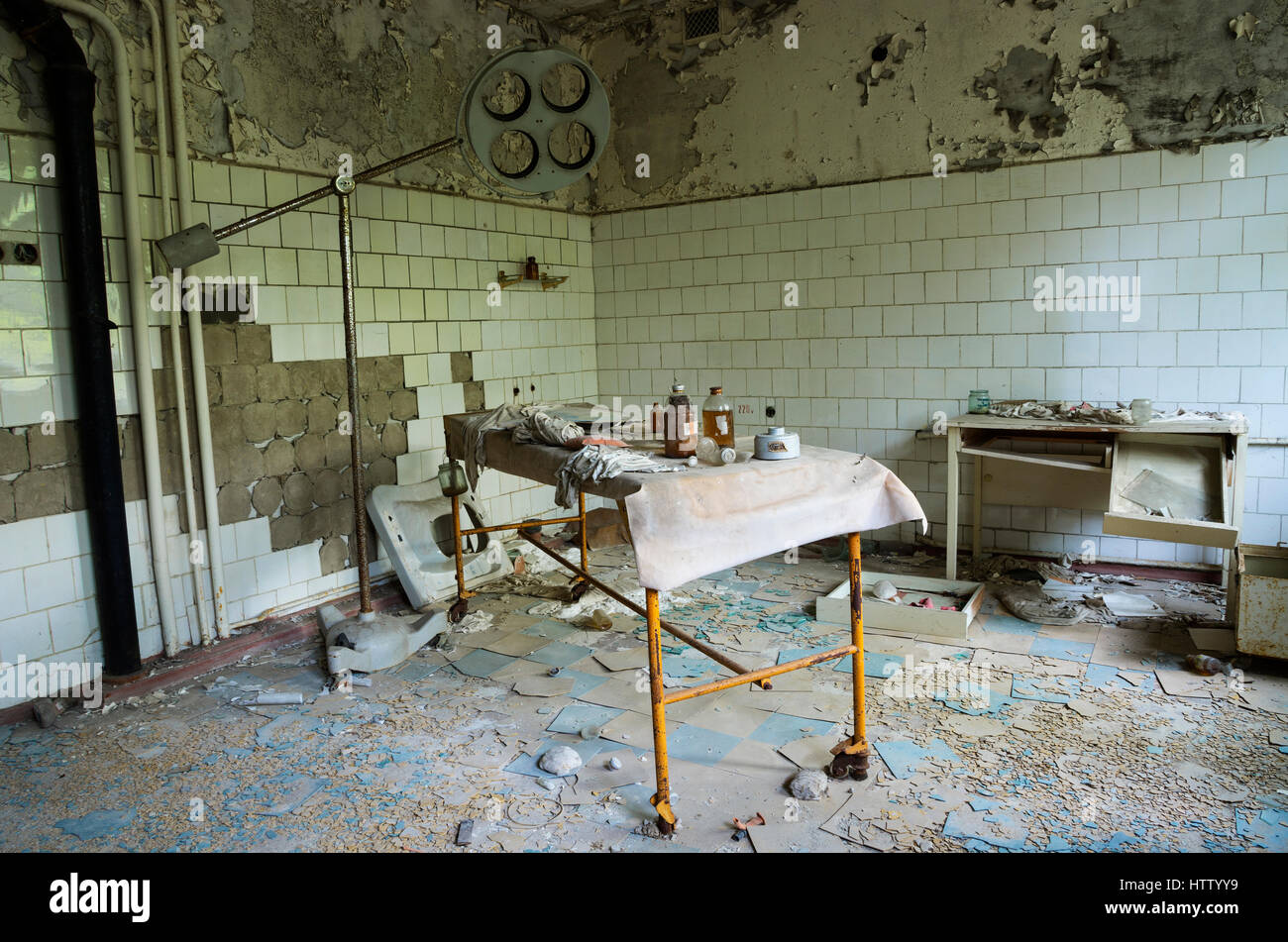 hospital in Pripyat city abandoned after the Chernobyl nuclear power ...