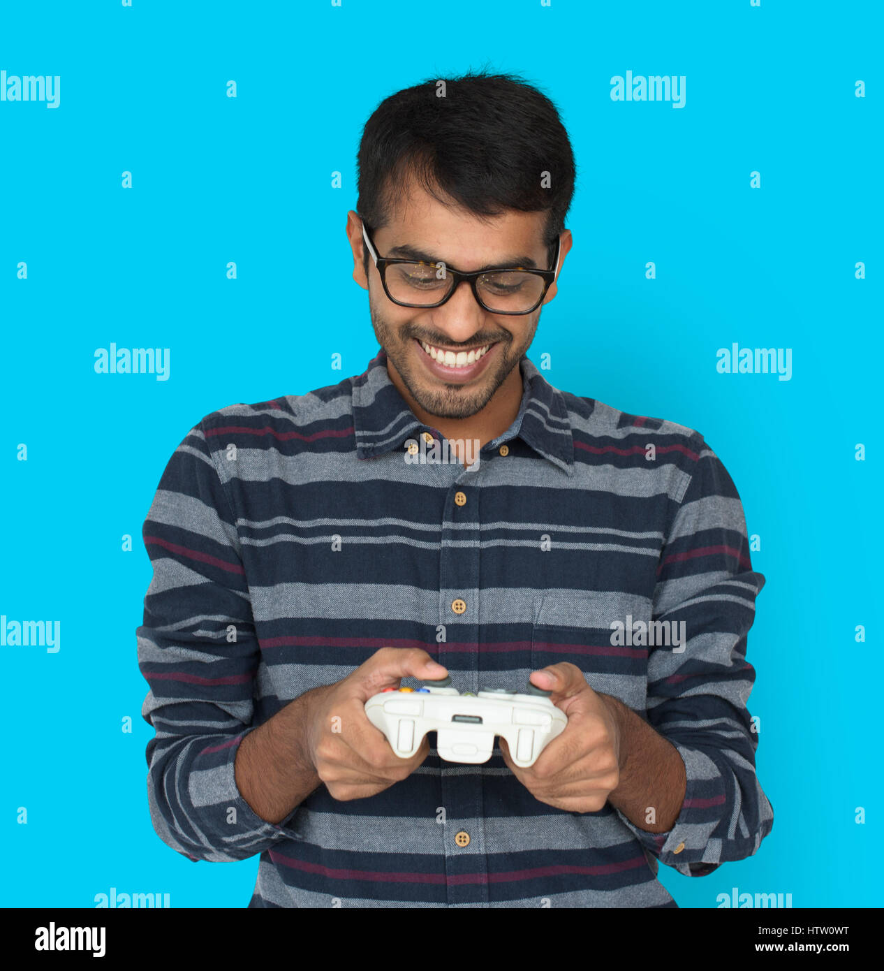 Indian Man Game Controller Console Cheerful Concept Stock Photo - Alamy