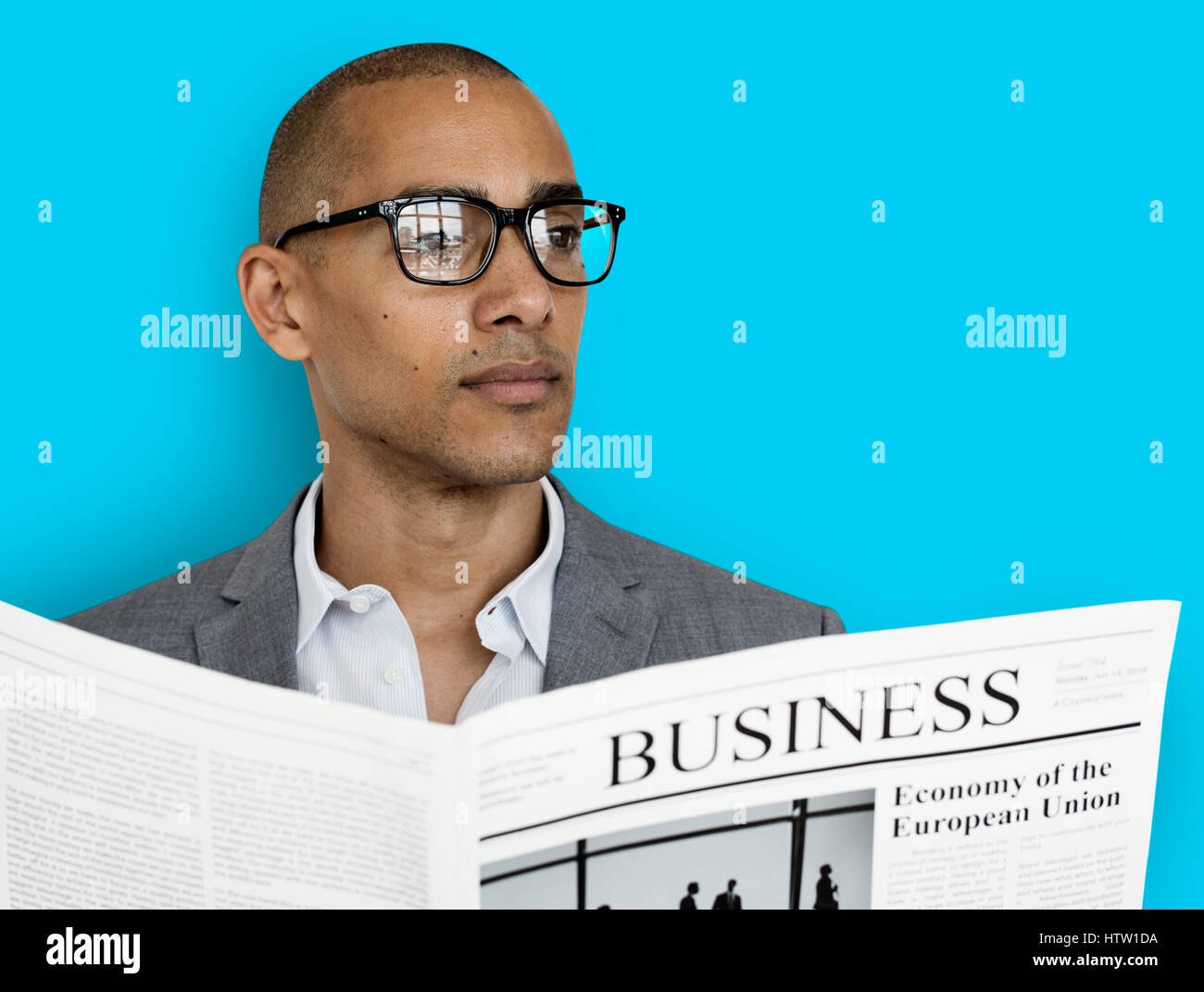 Business Man Reading Newspaper Concept Stock Photo - Alamy