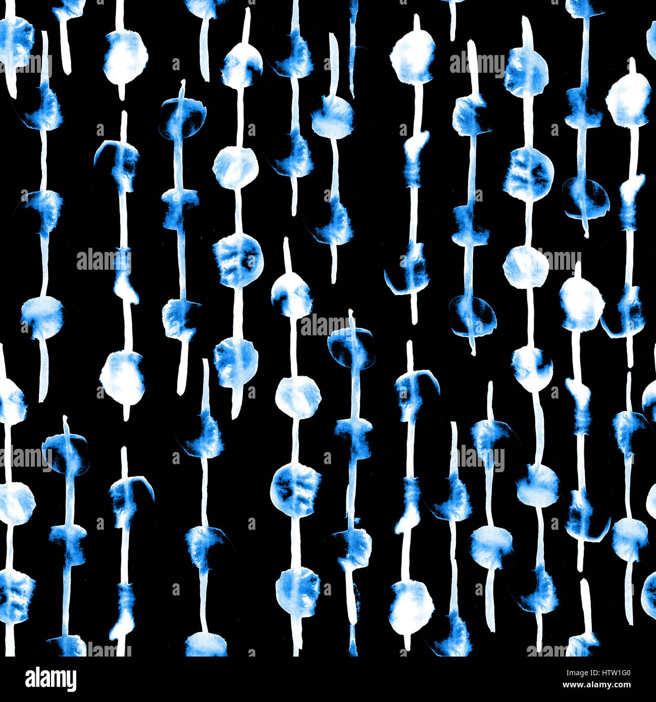 Watercolor turquoise Seamless Pattern. Ink abstract brush strokes ...