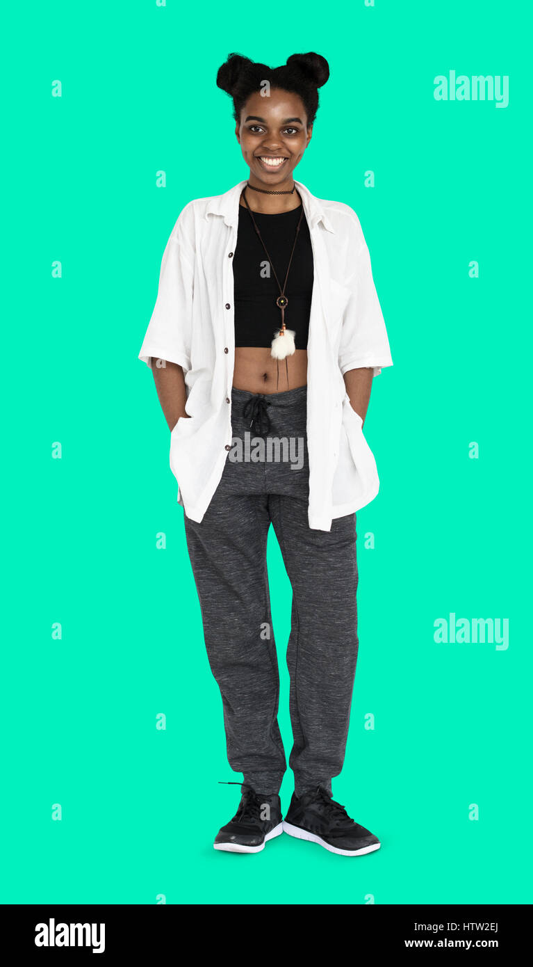 African Descent Girl Casual Smiling Stock Photo - Alamy