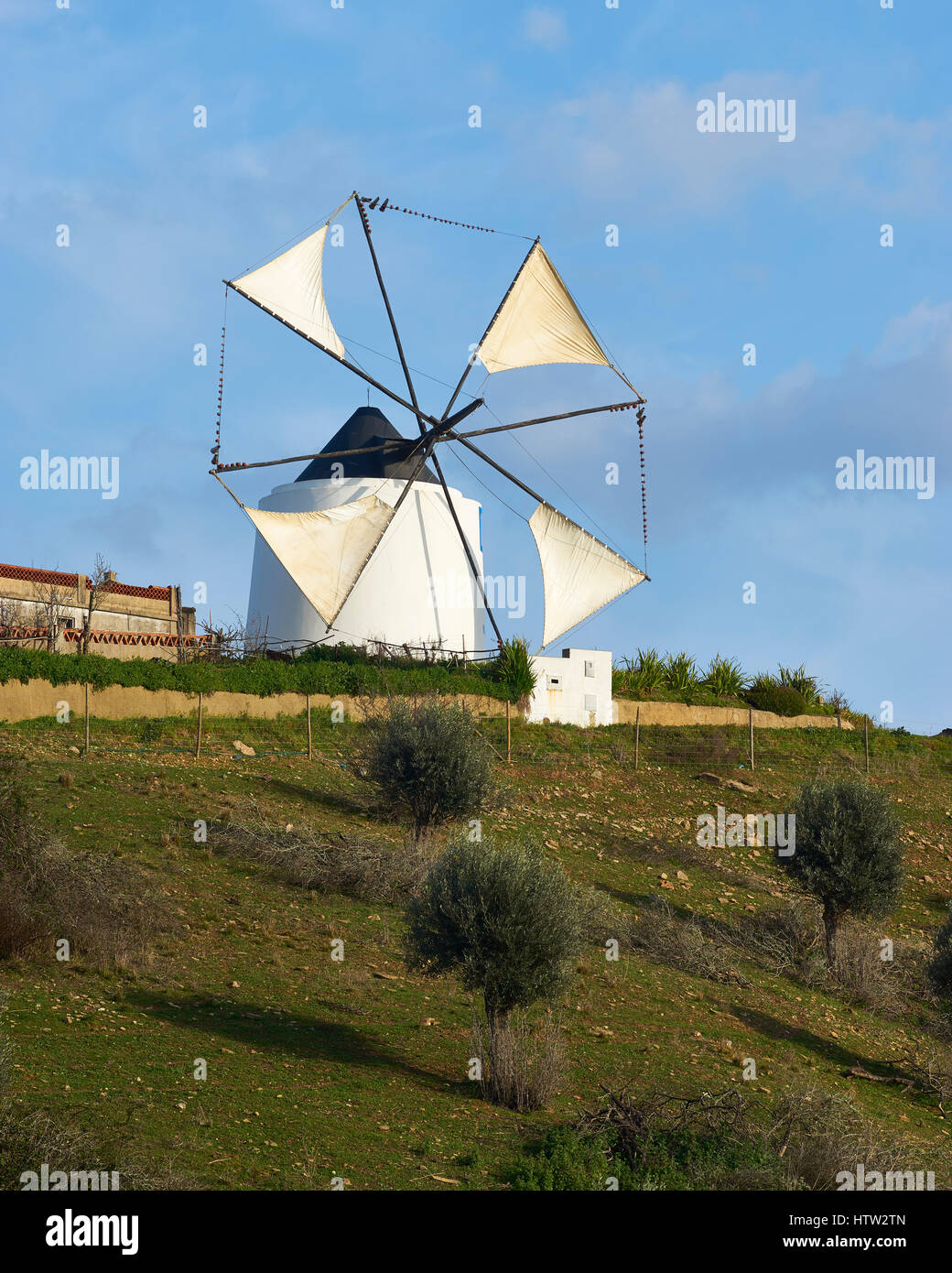 Odemira windmill, Alentejo, Portugal. Restored and in use today milling ...
