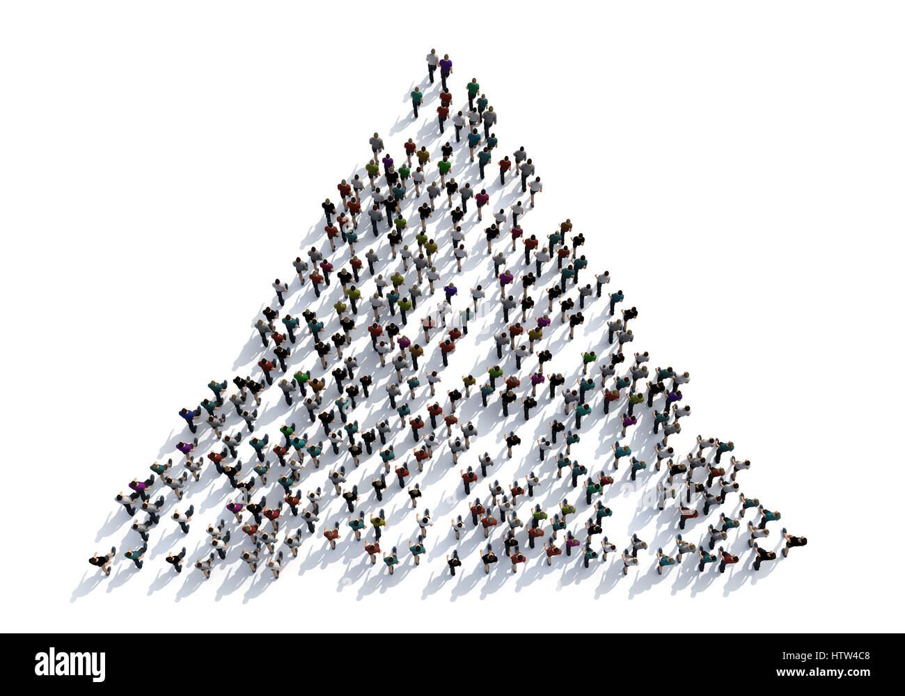3D render crowd of people on white background from top view ,bir Stock ...