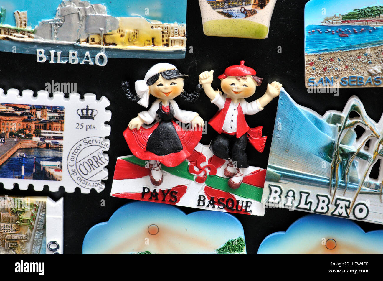 Souvenirs fridge magnets. Bilbao, Spain Stock Photo - Alamy