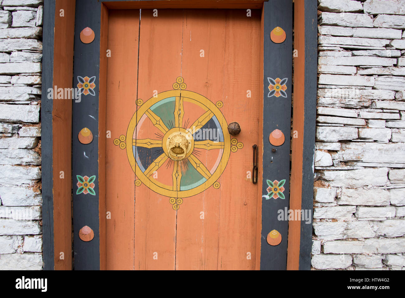 Bhutan, Paro, capital of Paro District aka Dzongkhag. Detail of ...