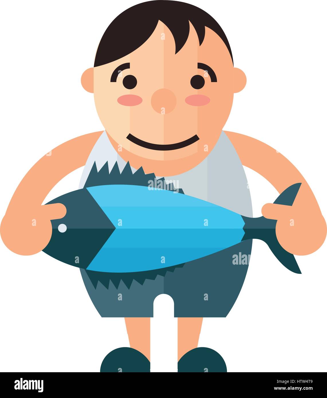 man and blue fish vector Stock Vector Image & Art - Alamy