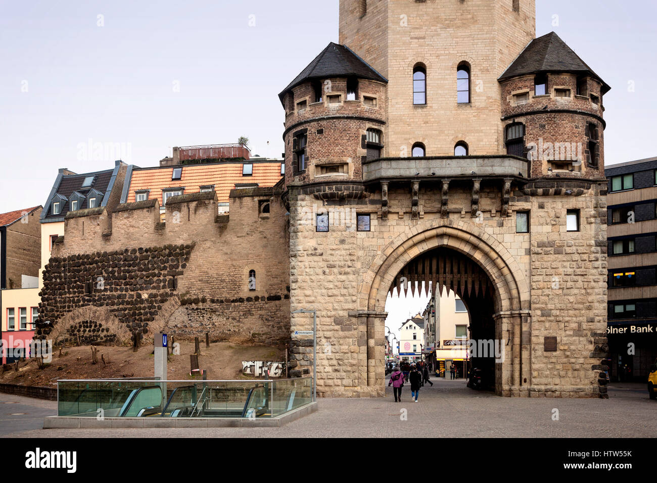 Germany, Cologne, the historic town gate Severinstorburg at the ...