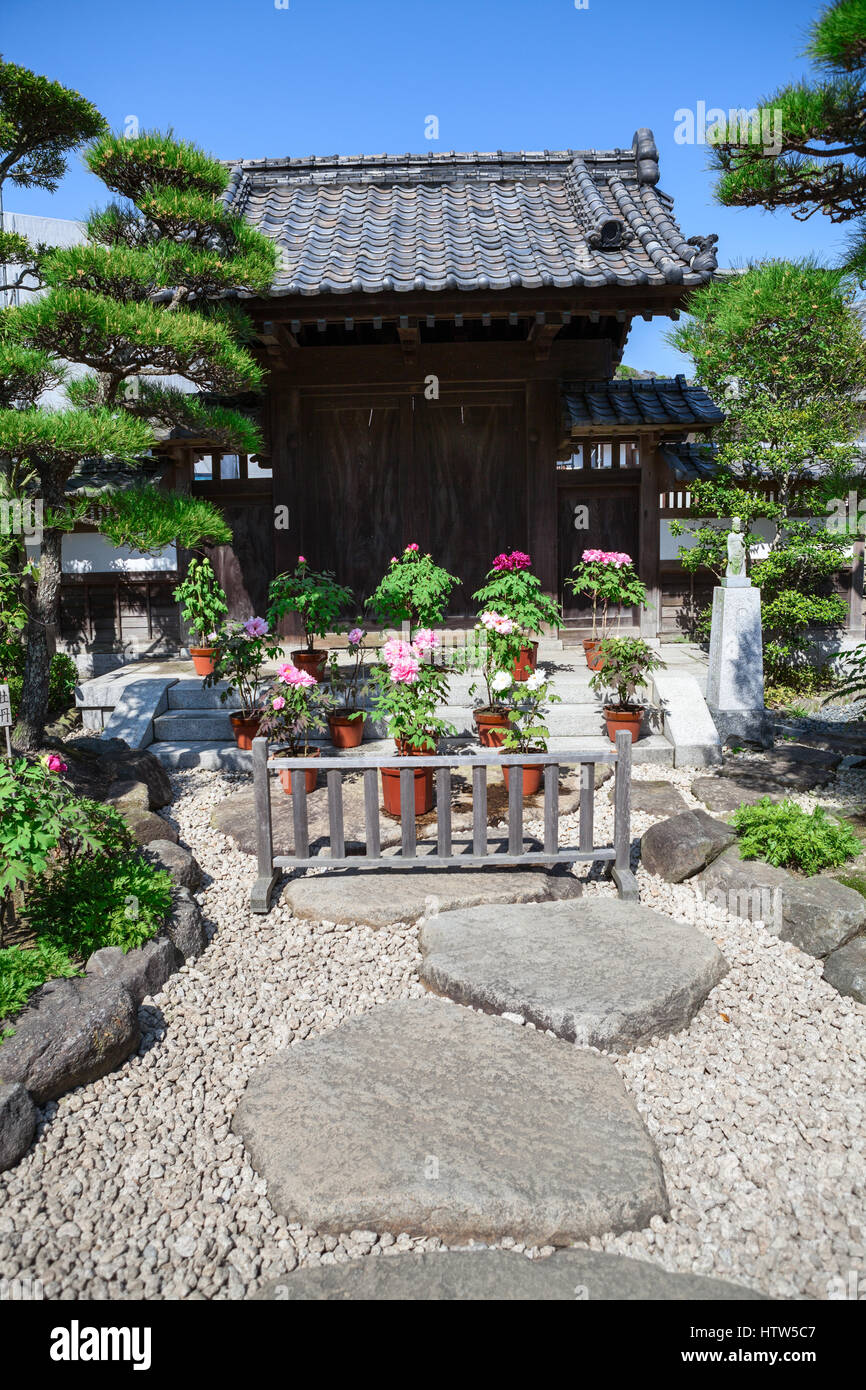 KAMAKURA, JAPAN - CIRCA APR, 2013: Spring garden with blooming flowers ...