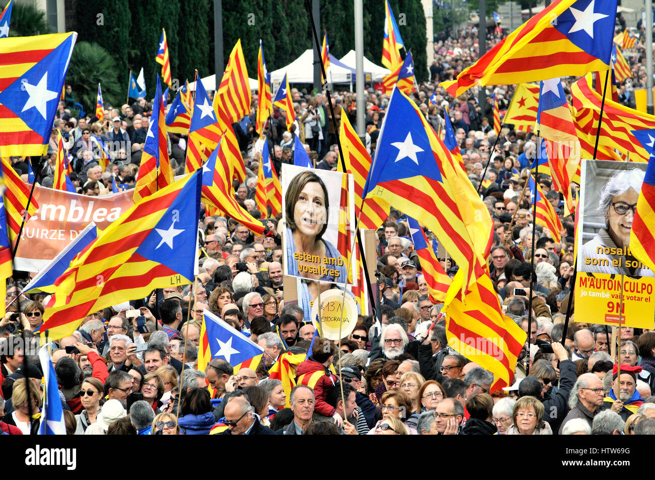 Political demonstration for the independence of Catalonia. Catalan ...