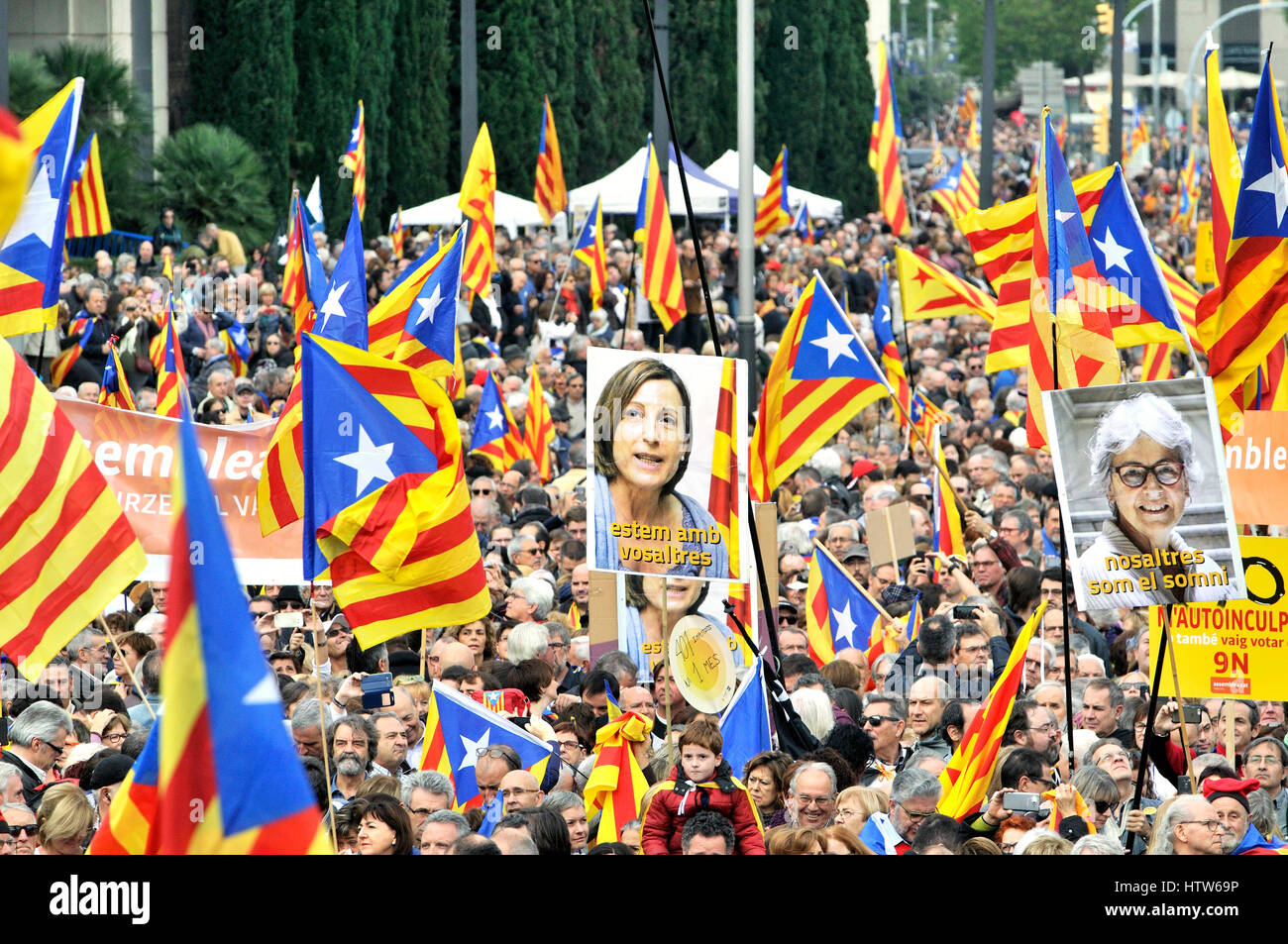 Political demonstration for the independence of Catalonia. Catalan ...