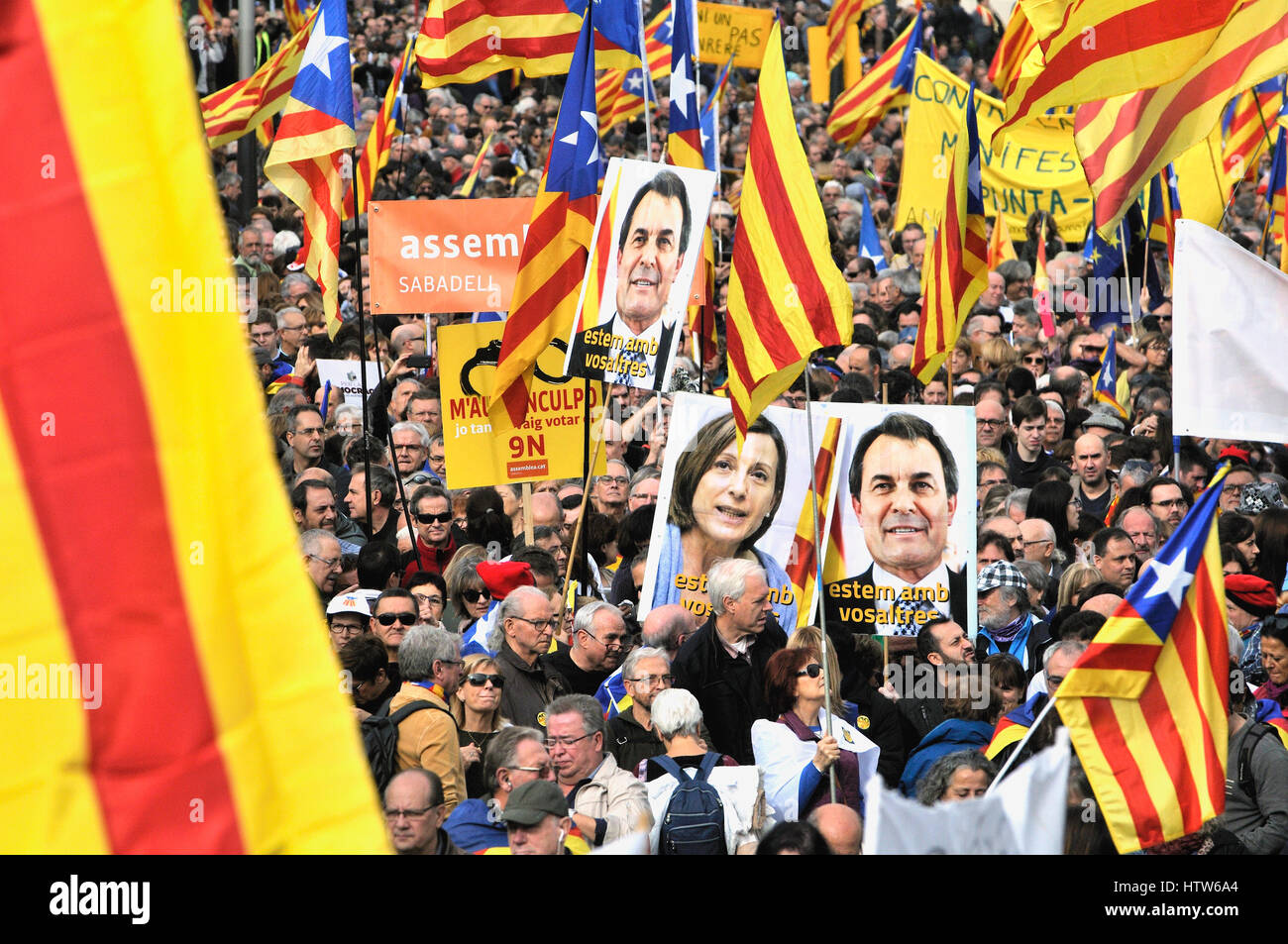 Political demonstration for the independence of Catalonia. Catalan ...