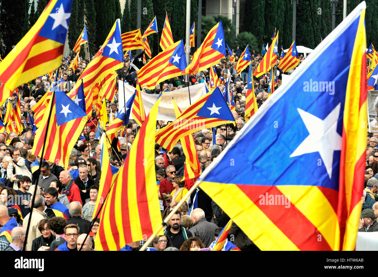 Political demonstration for the independence of Catalonia. Catalan ...
