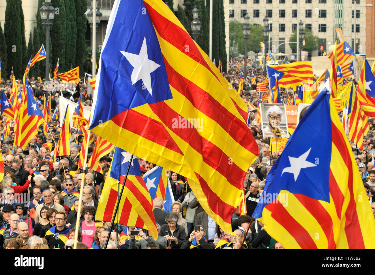 Political demonstration for the independence of Catalonia. Catalan ...