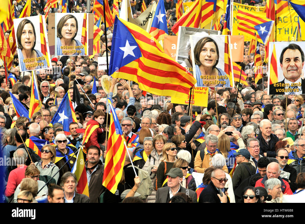 Political demonstration for the independence of Catalonia. Catalan ...