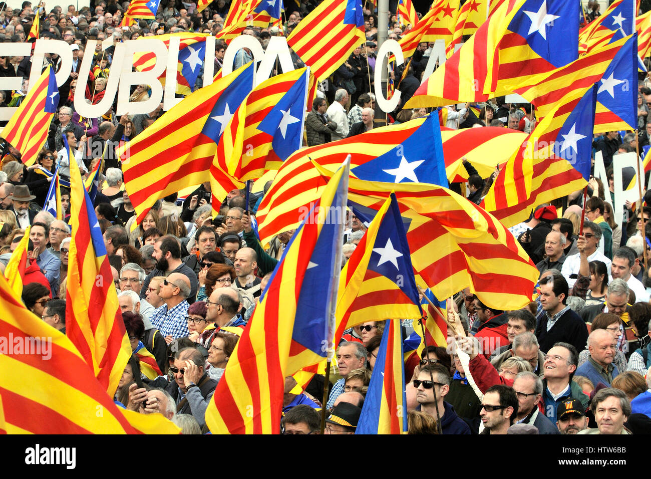 Political demonstration for the independence of Catalonia. Catalan ...