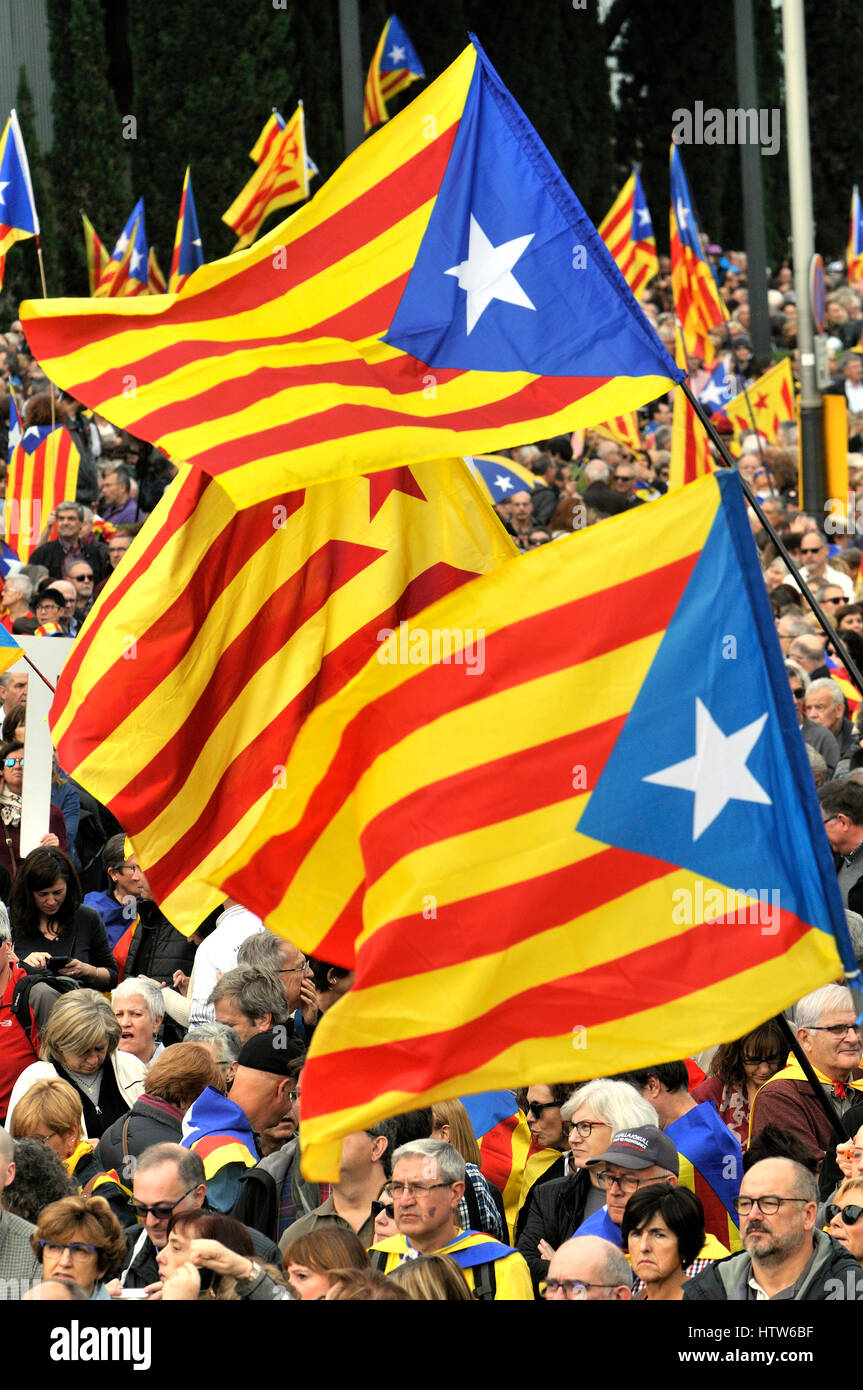 Political demonstration for the independence of Catalonia. Catalan ...
