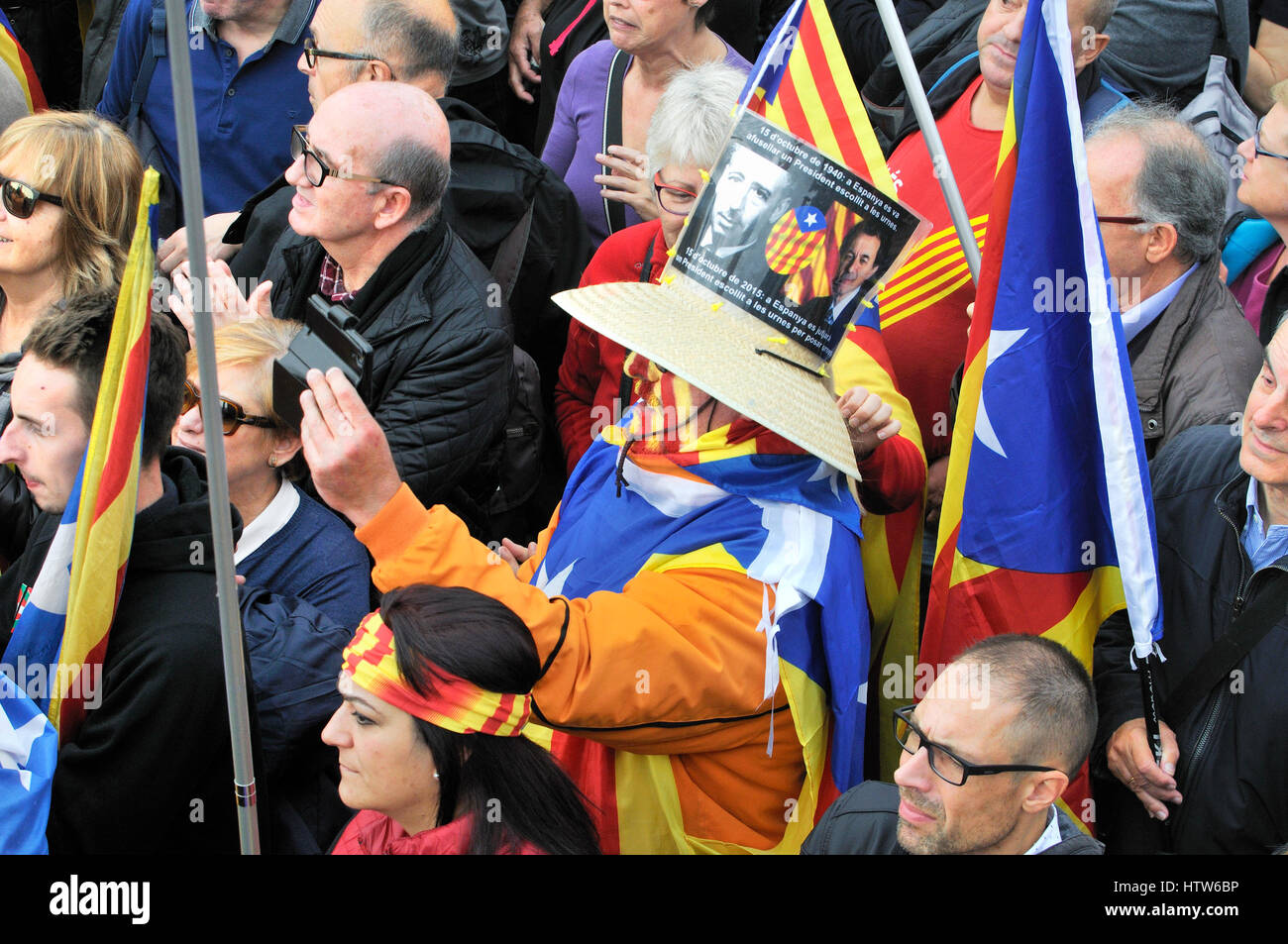 Political demonstration for the independence of Catalonia. Catalan ...