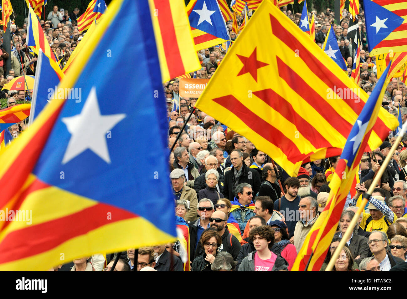 Political demonstration for the independence of Catalonia. Catalan ...