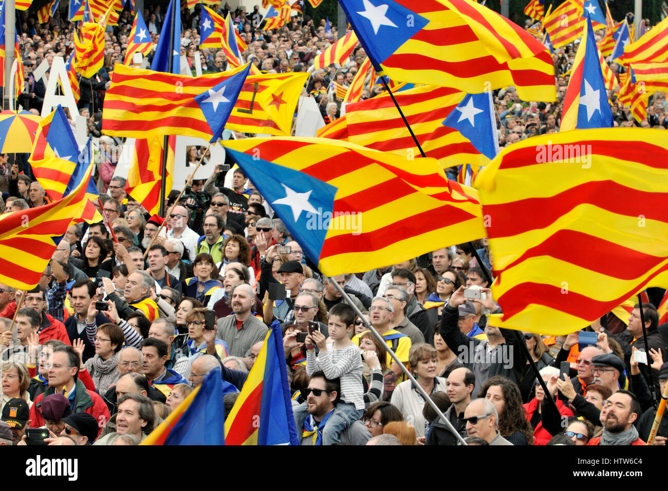 Political demonstration for the independence of Catalonia. Catalan ...