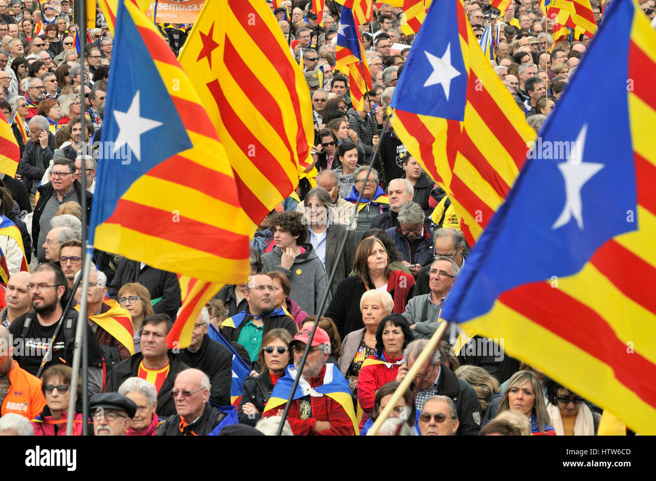 Political demonstration for the independence of Catalonia. Catalan ...