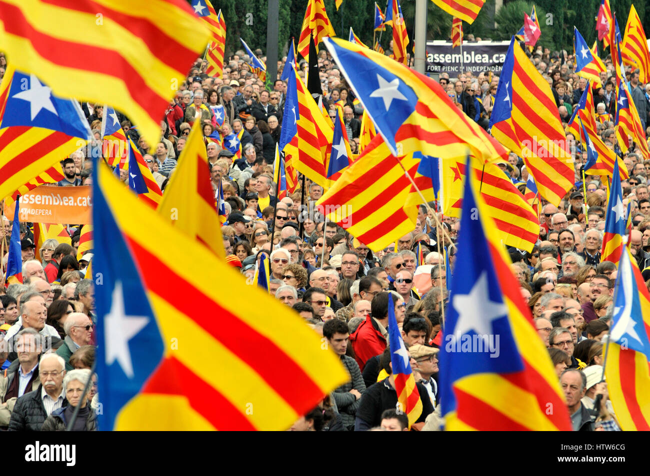 Political demonstration for the independence of Catalonia. Catalan ...
