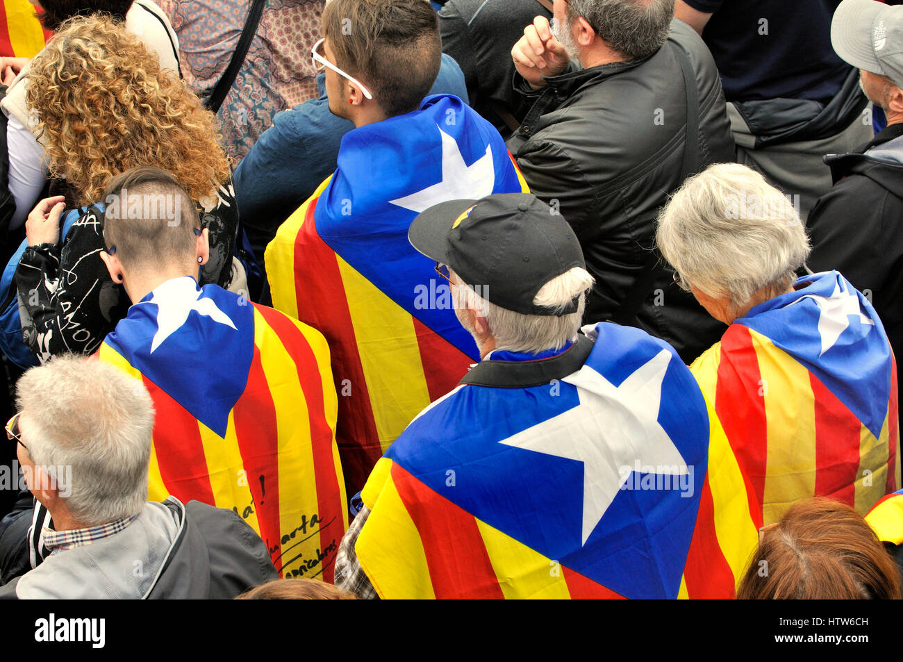 Political demonstration for the independence of Catalonia. Catalan ...