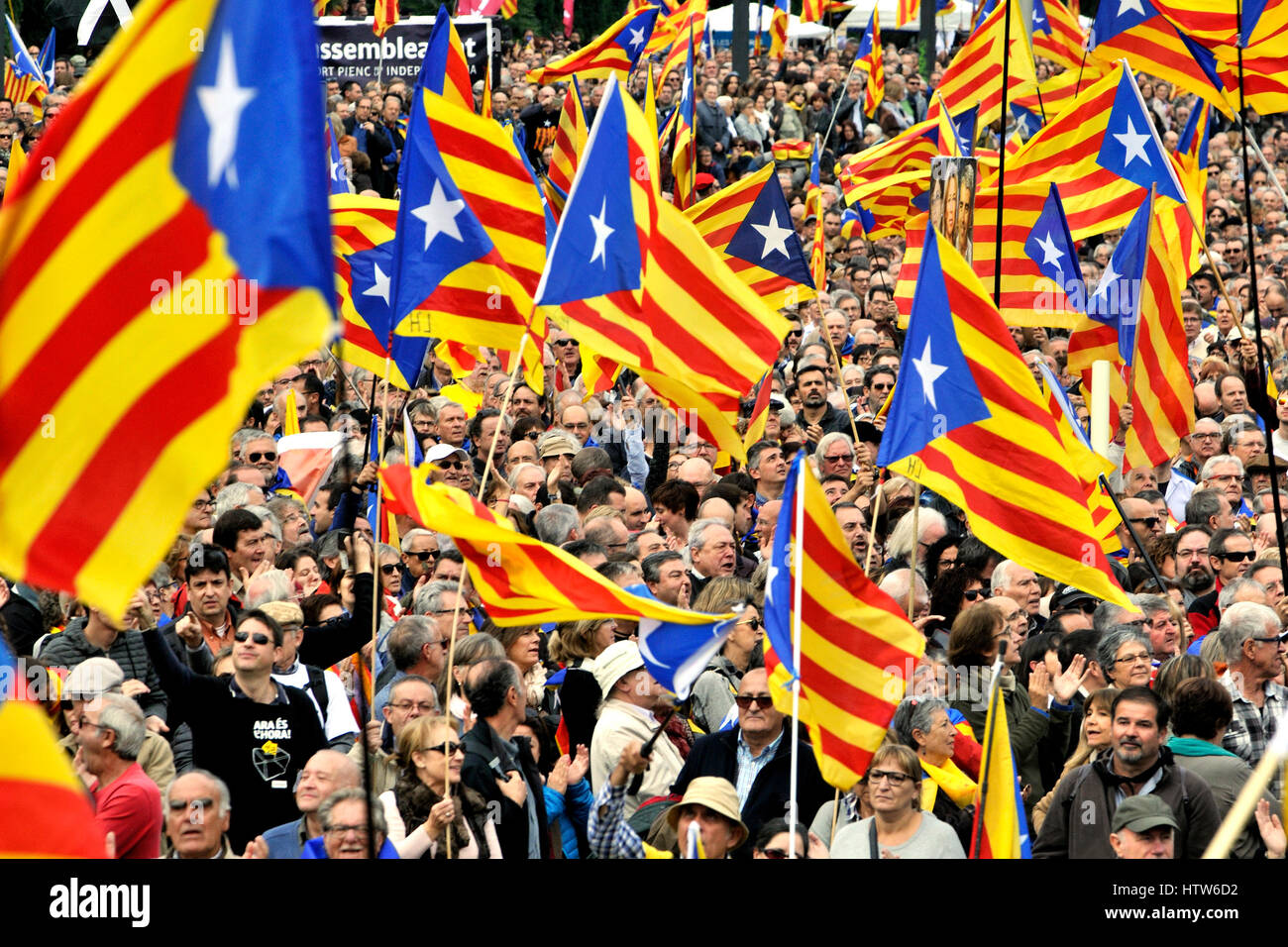 Political demonstration for the independence of Catalonia. Catalan ...