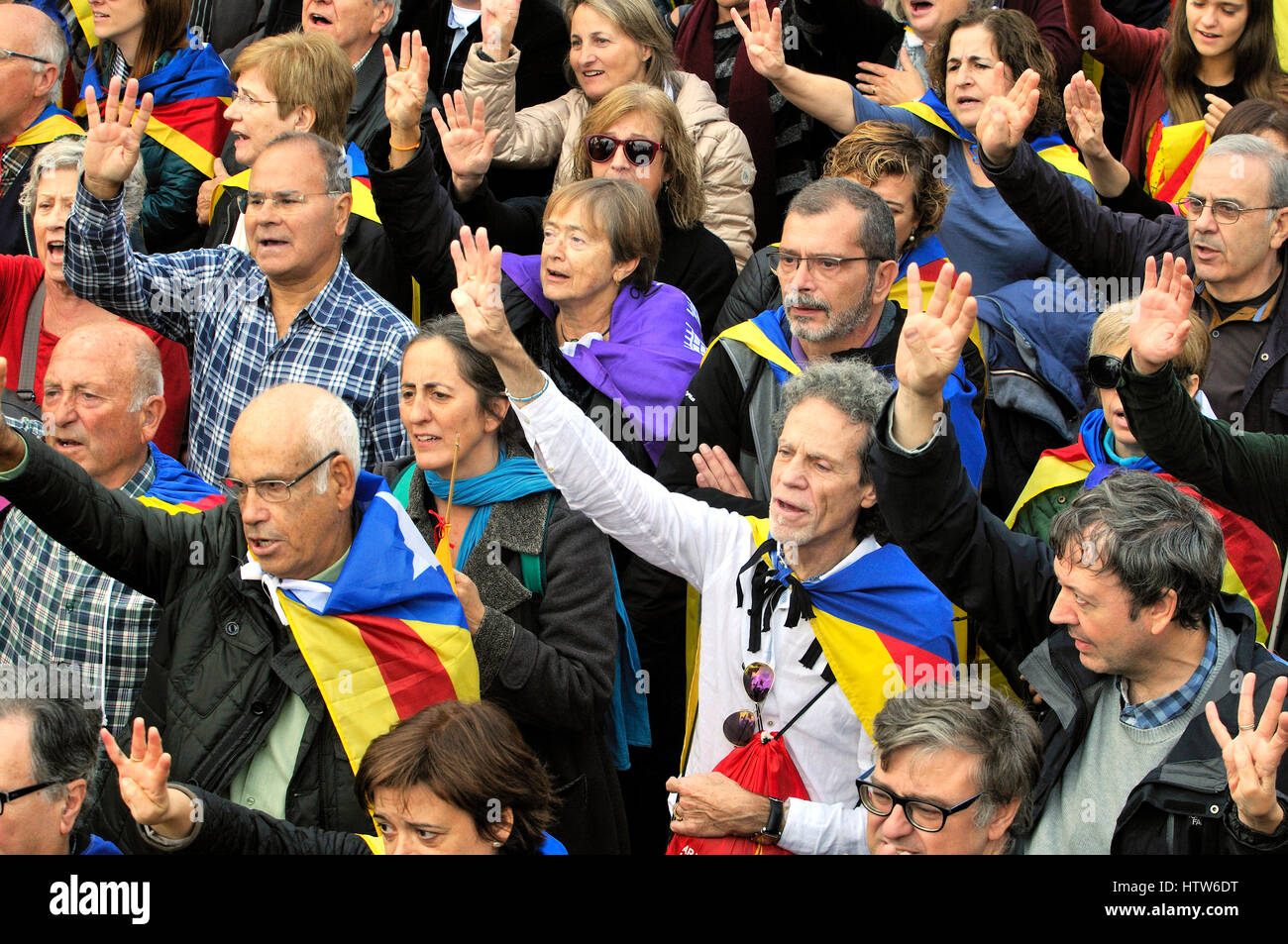 Political demonstration for the independence of Catalonia. Catalan ...