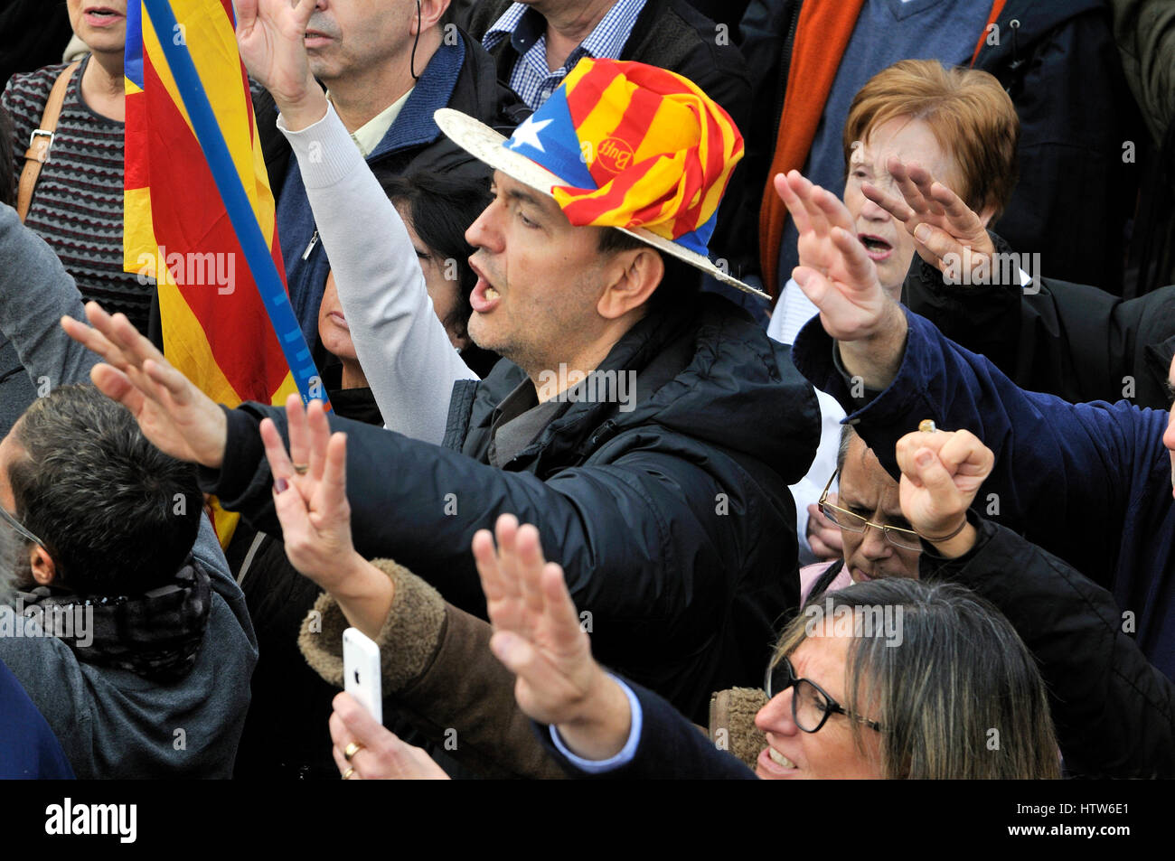 Political demonstration for the independence of Catalonia. Catalan ...
