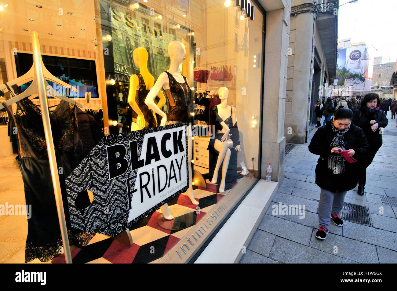 Shop Windows at black friday Stock Photo - Alamy