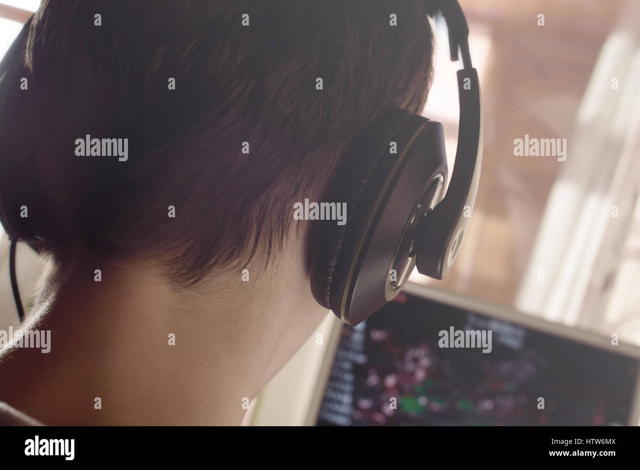 Boy and headphones Stock Photo - Alamy