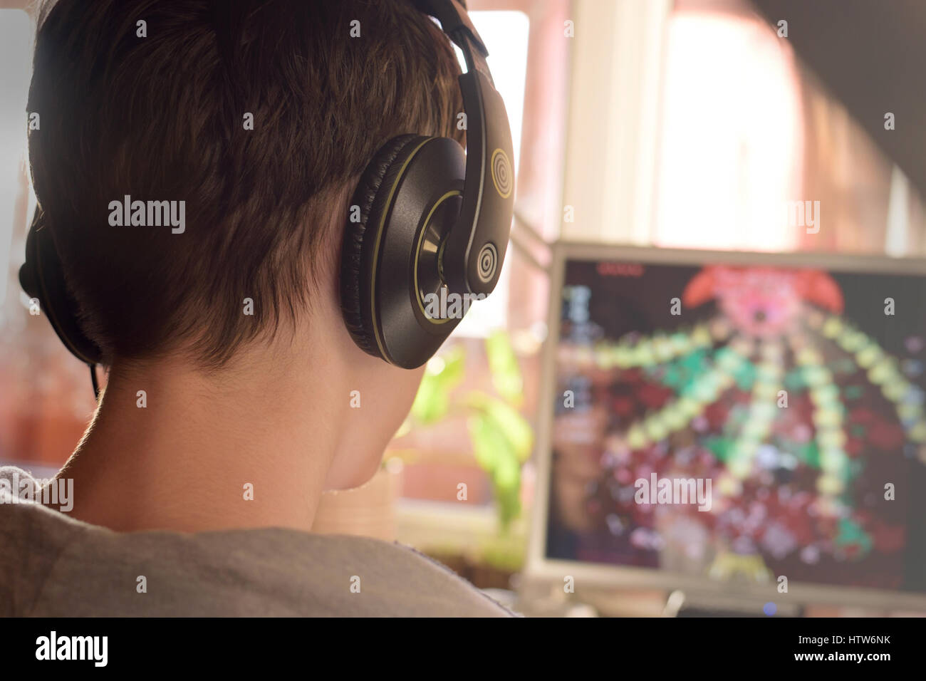 Child computer back view hi-res stock photography and images - Alamy