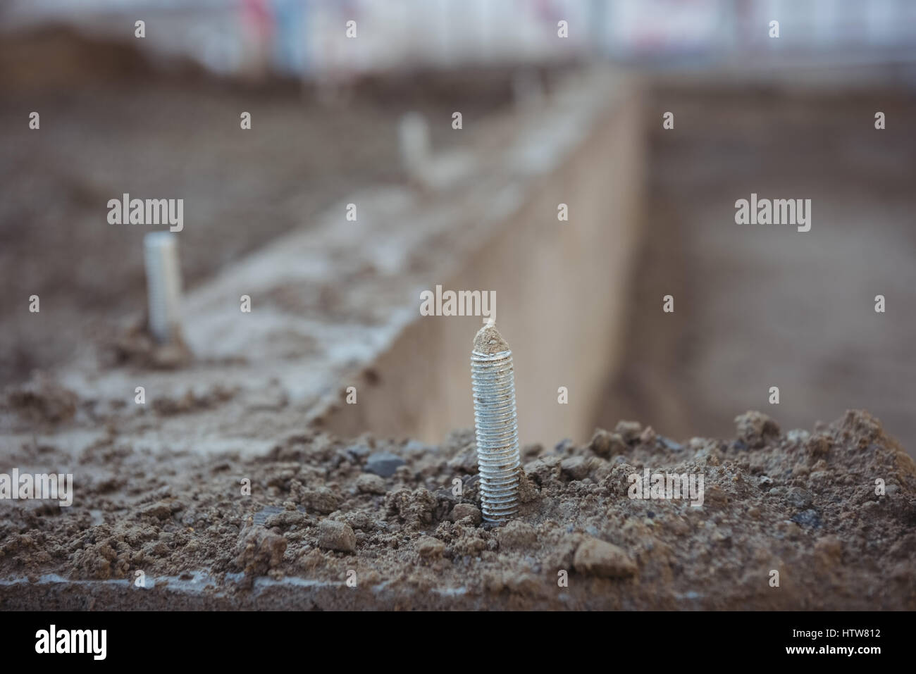 Metal rod on concrete foundation Stock Photo - Alamy