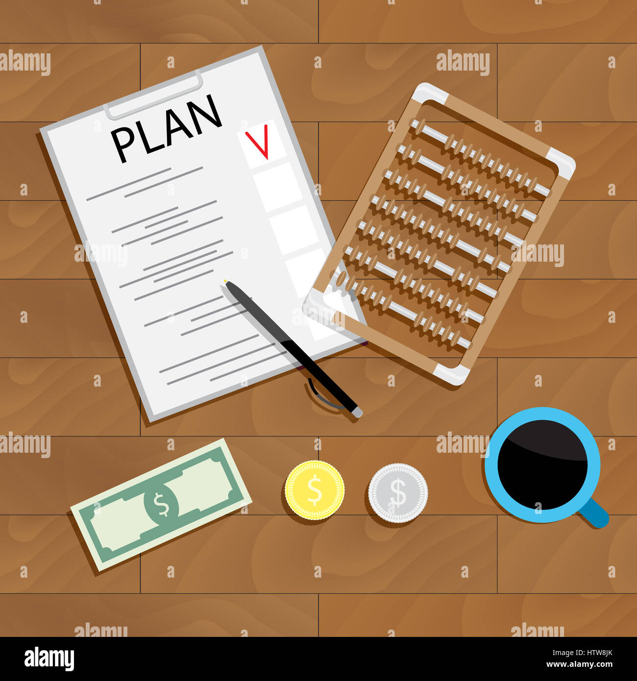 Write financial plan. Management money, financial cocncept with abacus ...