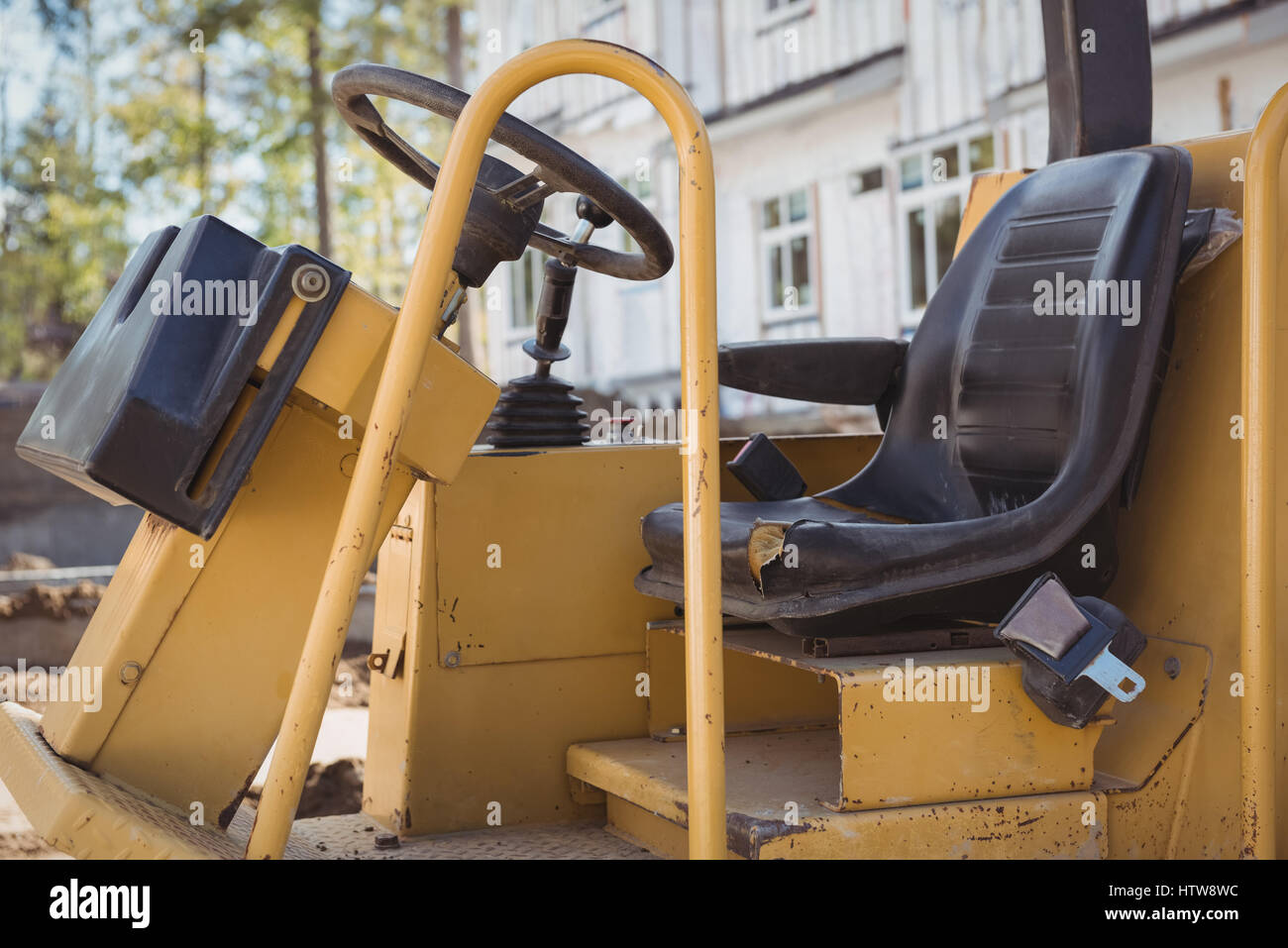 Driving seat of a bulldozer Stock Photo - Alamy