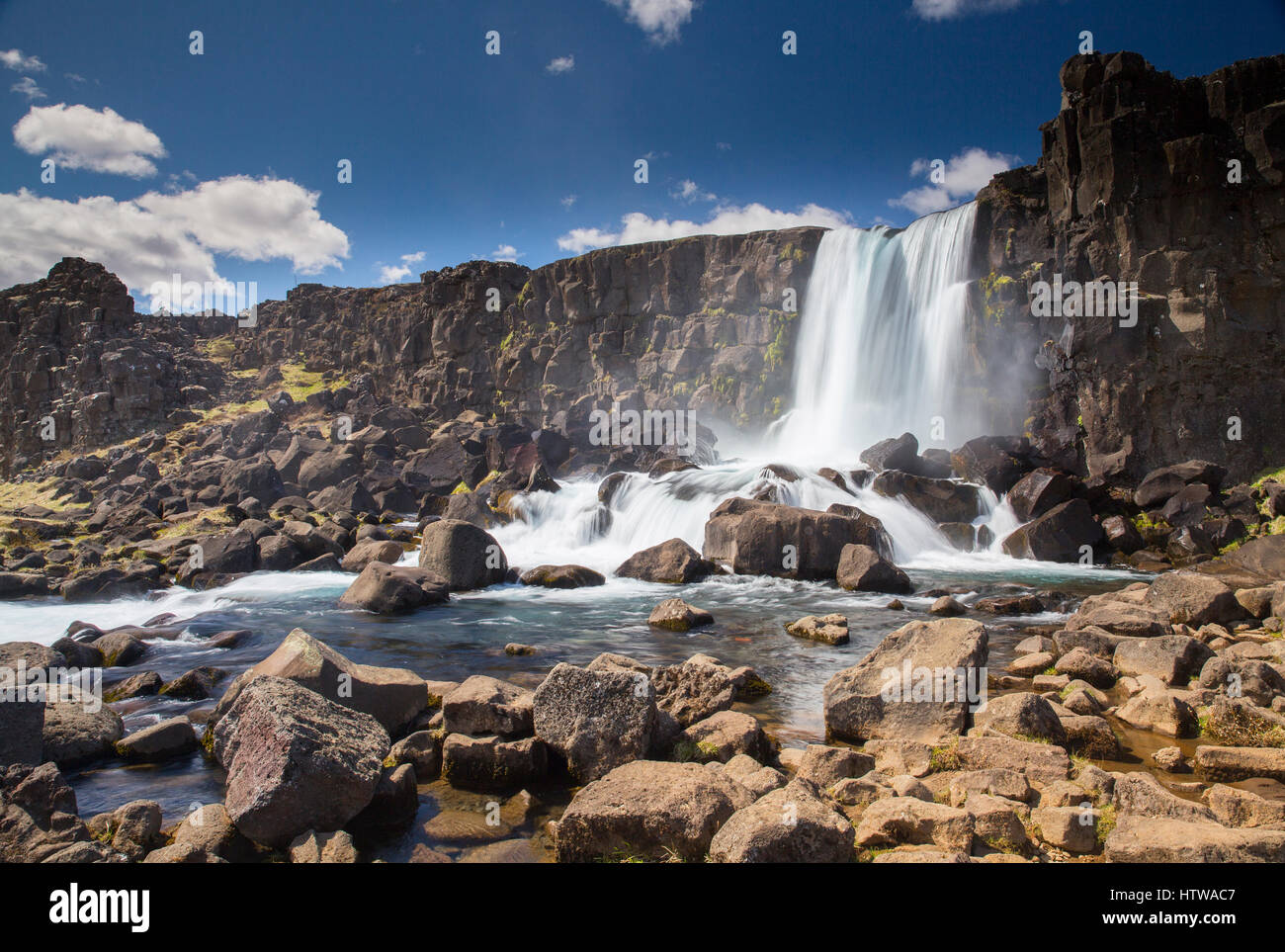 Oxarafoss waterfall in Iceland, June 2015 Stock Photo - Alamy