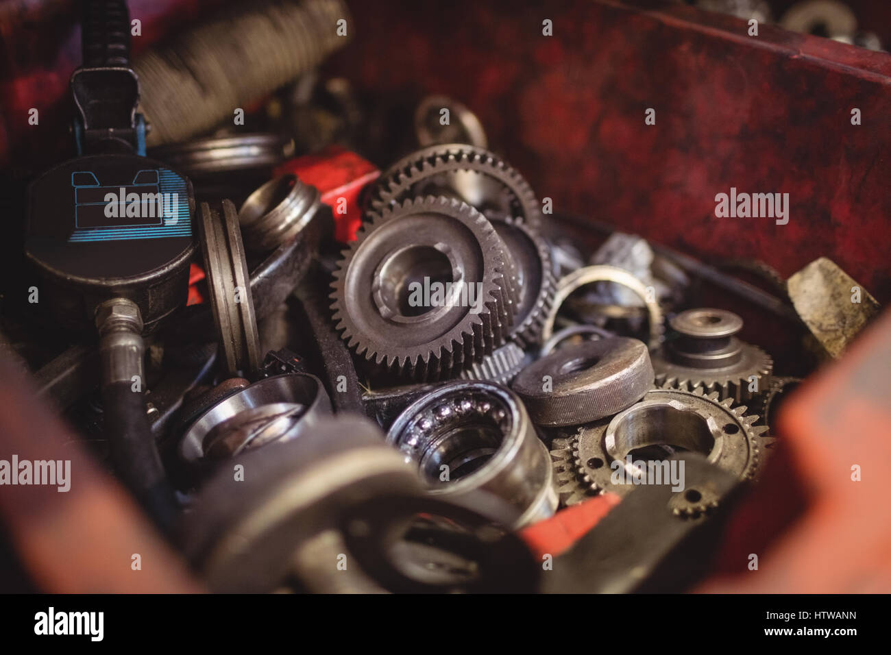 Close-up of automobile engine gears Stock Photo - Alamy