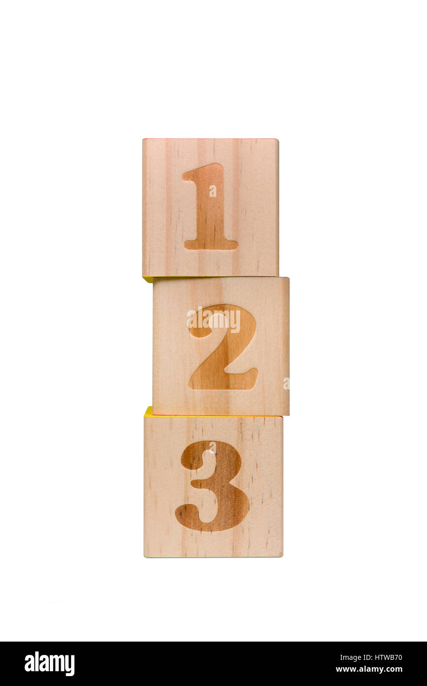 Vertically Stacked Wooden Numbers Blocks (with clipping path Stock ...