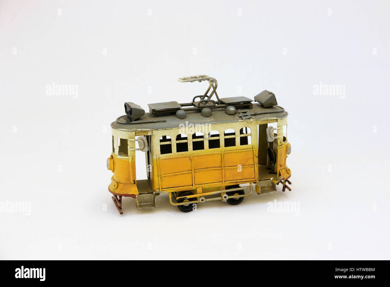 Small decorative toy in the shape of a tram Stock Photo - Alamy