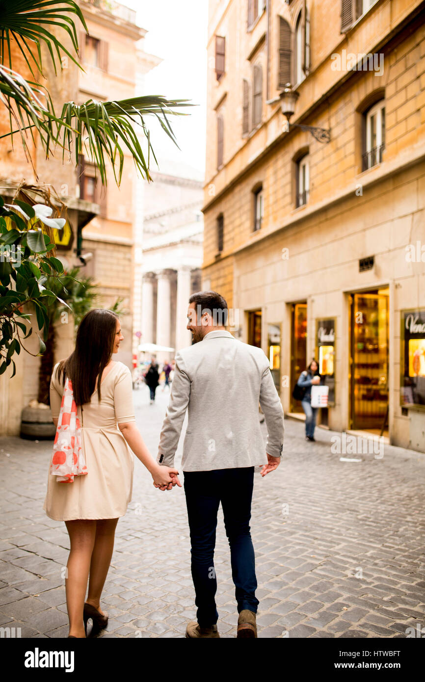 Loving couple walking on the street of Rome, Italy Stock Photo - Alamy