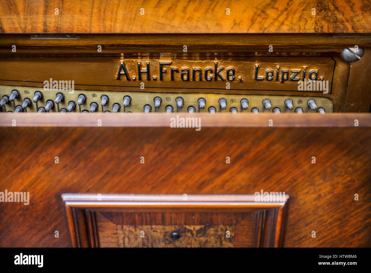 beautiful old German piano detail close up Stock Photo - Alamy